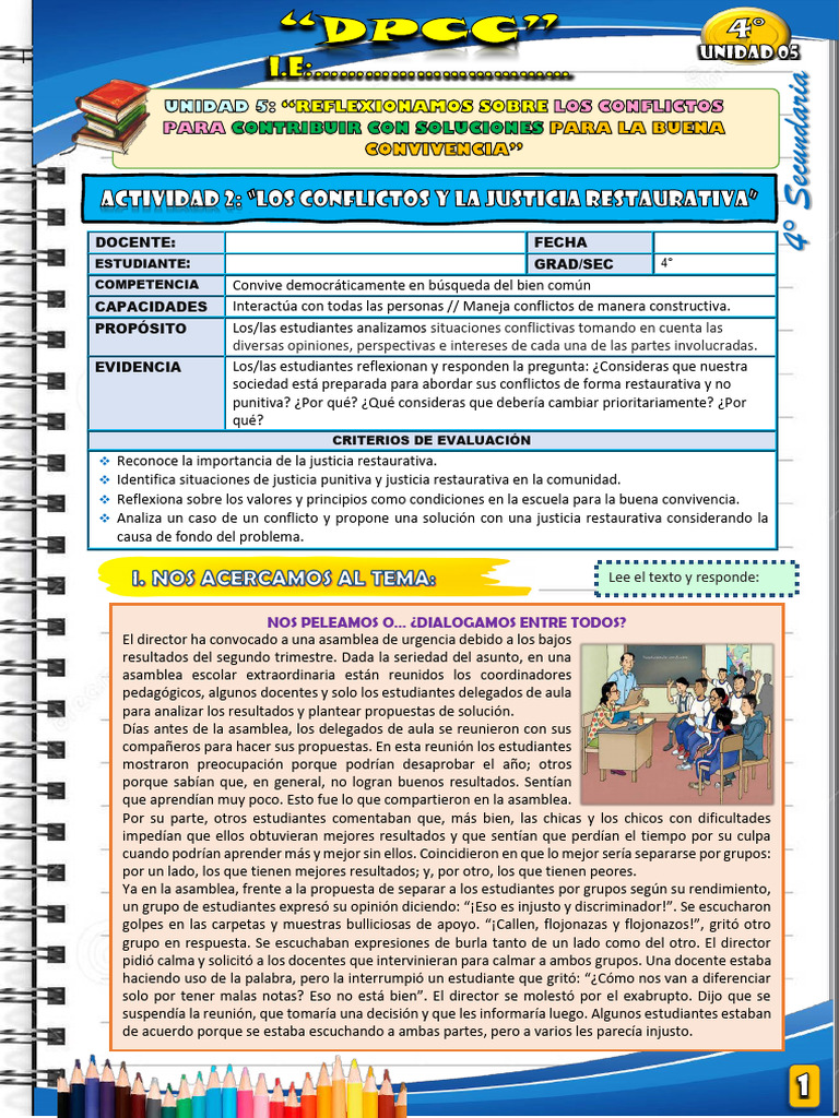 4° DPCC - Actv.02-Unid.5 2023 | PDF | Mediación | Justicia