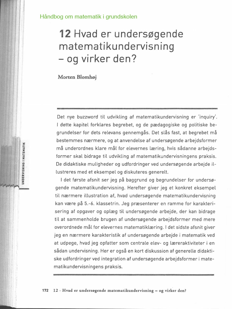 Blomhøj, M. (2013) - Hvad Er Undersøgende Matematikundervisning-Og ...