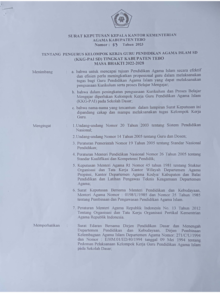 SK KKG Pai SD Kabupaten | PDF