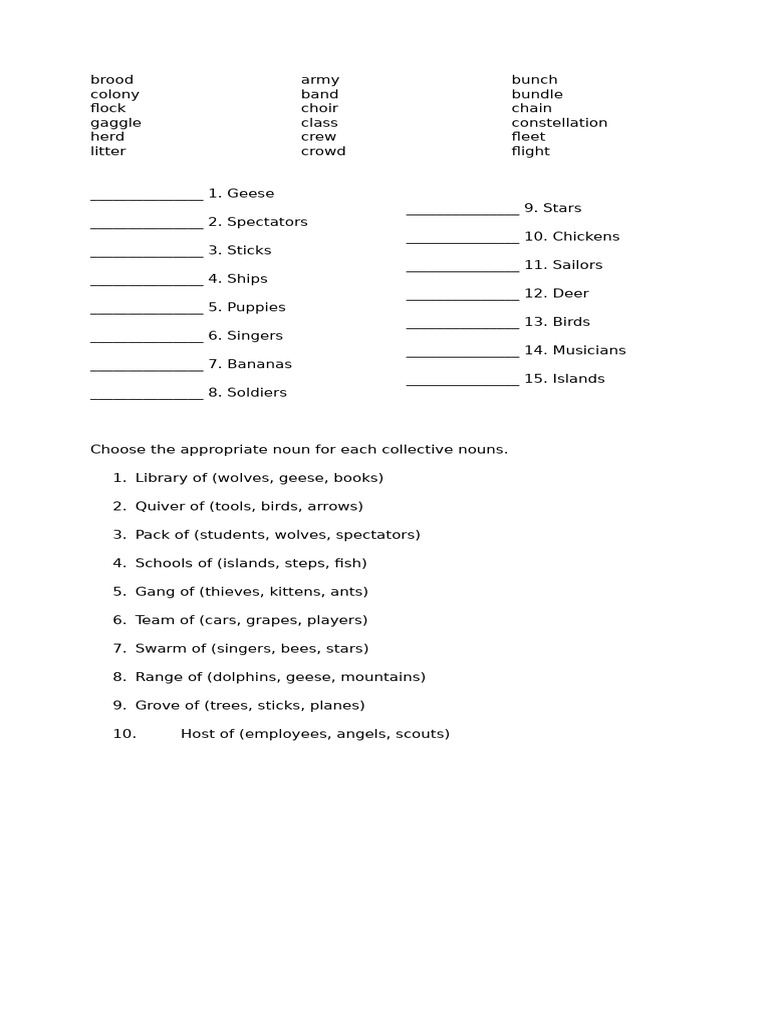 Collective Nouns Practice | PDF