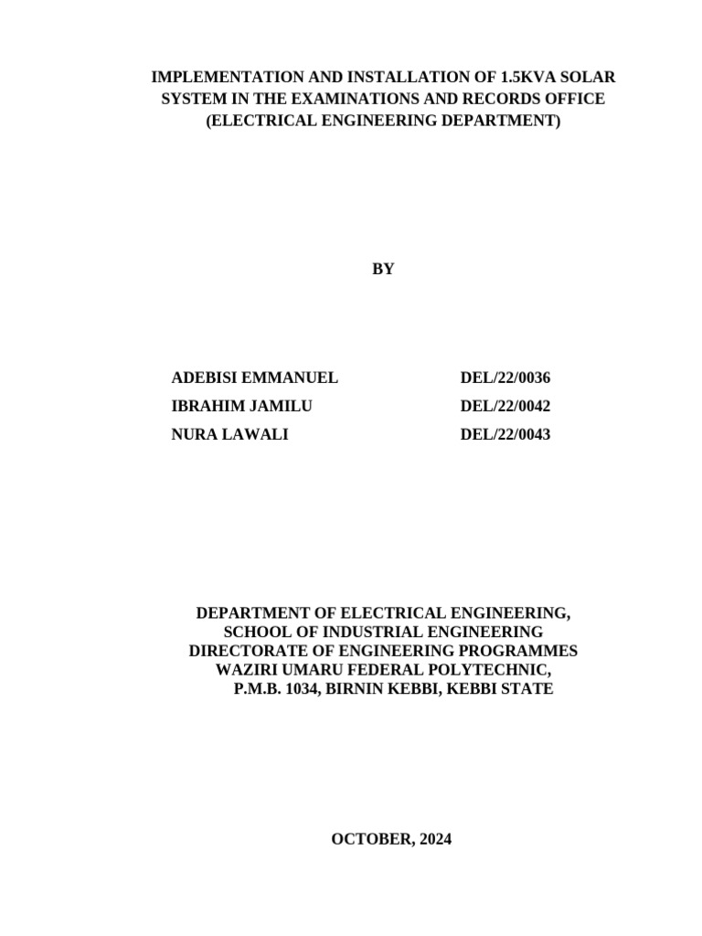 Adebisi Emmanuel | PDF | Photovoltaic System | Photovoltaics