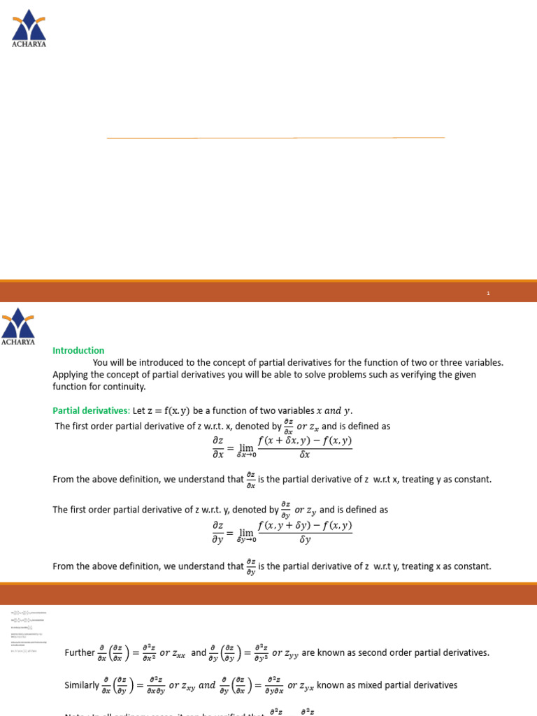 Module 2 - Partial Derivatives - Presentation | PDF | Derivative | Function (Mathematics)