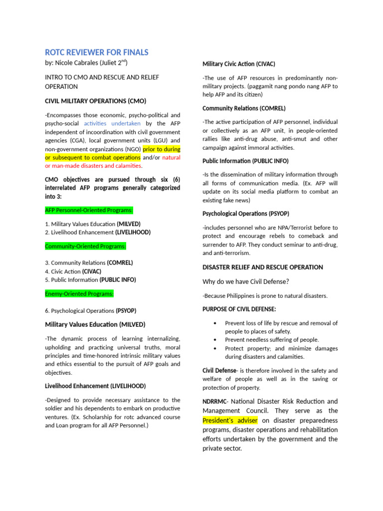 Rotc Final Reviewer | PDF | Cardiopulmonary Resuscitation | Map