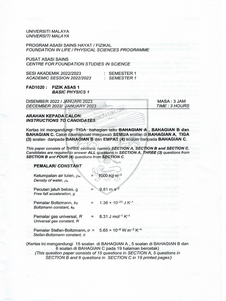 FAD1020 Final Exam Paper 22 - 23 | PDF