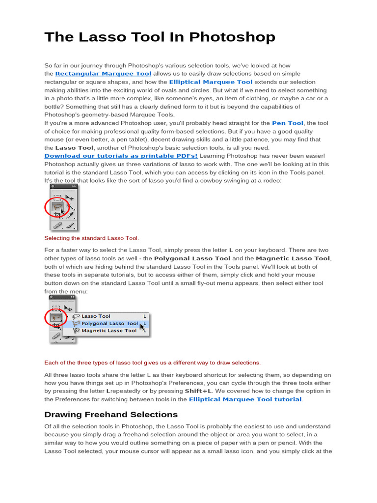 Understanding Photoshop's Lasso Tool | PDF | Adobe Photoshop | Image ...