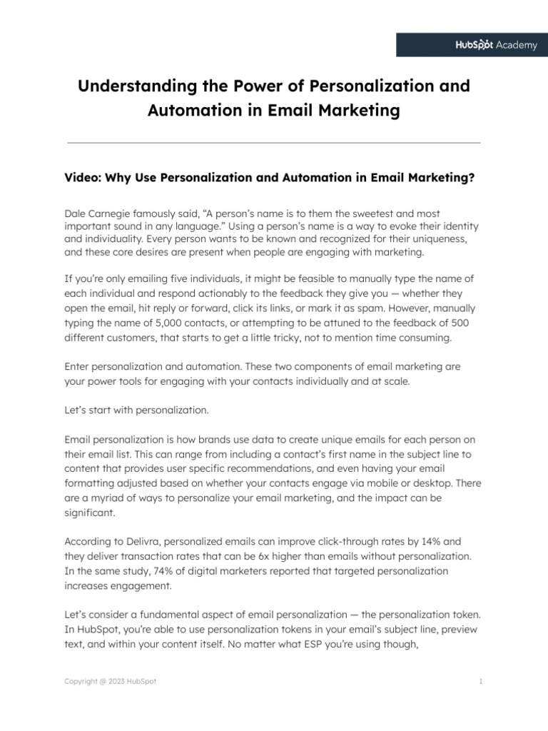 Transcript - Understanding The Power of Personalization and Automation in Email Marketing - EN ...