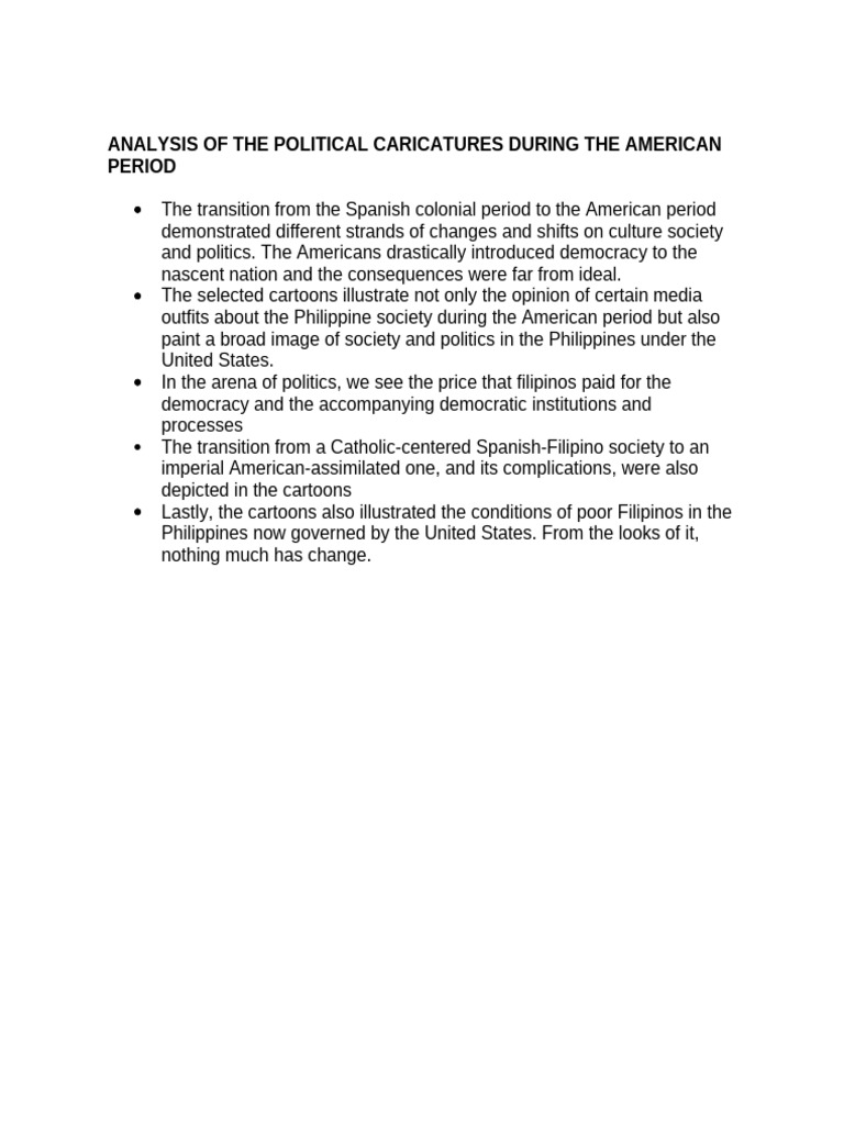 Analysis of The Political Caricatures During The American Period | PDF