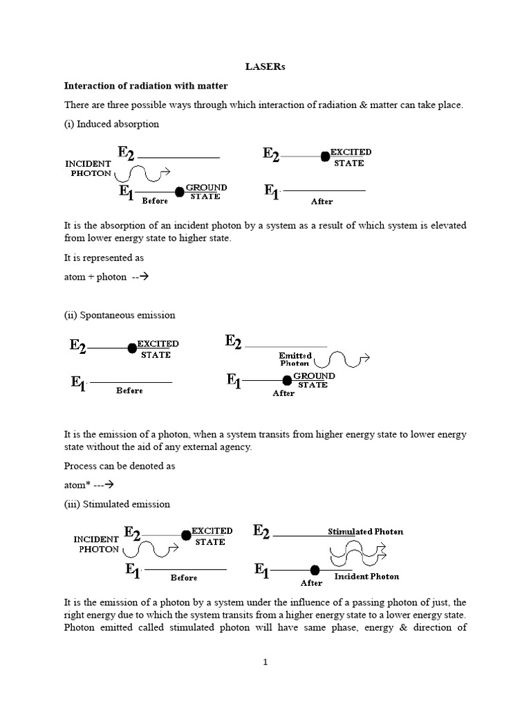 Module 1 (LASERs & Optical Fibers) | PDF | Optical Fiber | Emission Spectrum