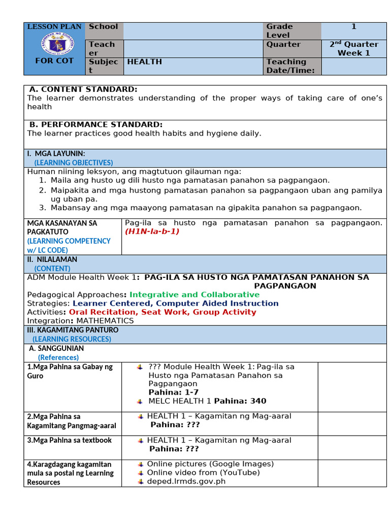 Health DLP Q2W1 | PDF