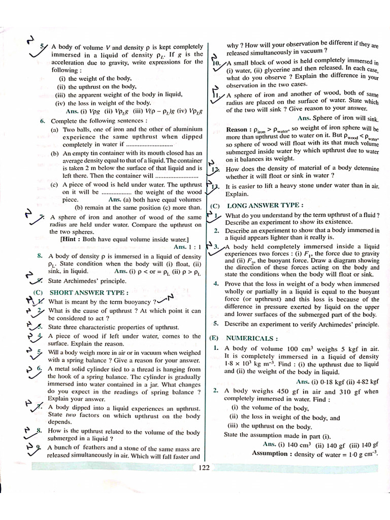 UPTHRUST Theory Part A-1 Concise Class 9 | PDF