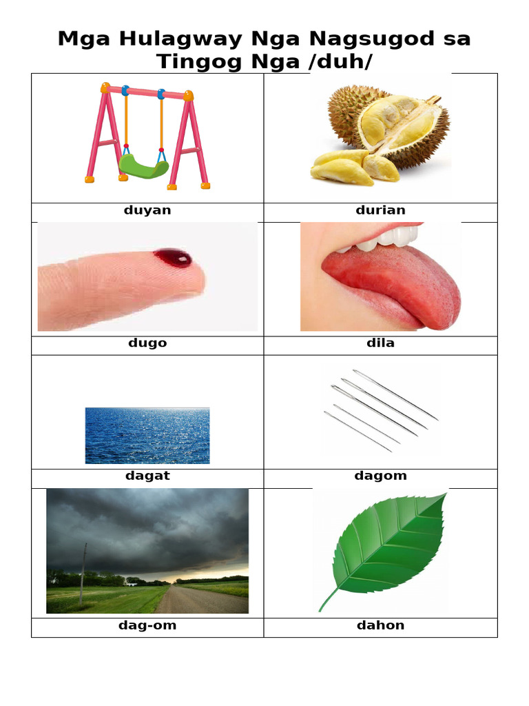 Mga Hulagway Nga Nagsugod Sa Tingog Nga /duh/: Duyan Durian | PDF