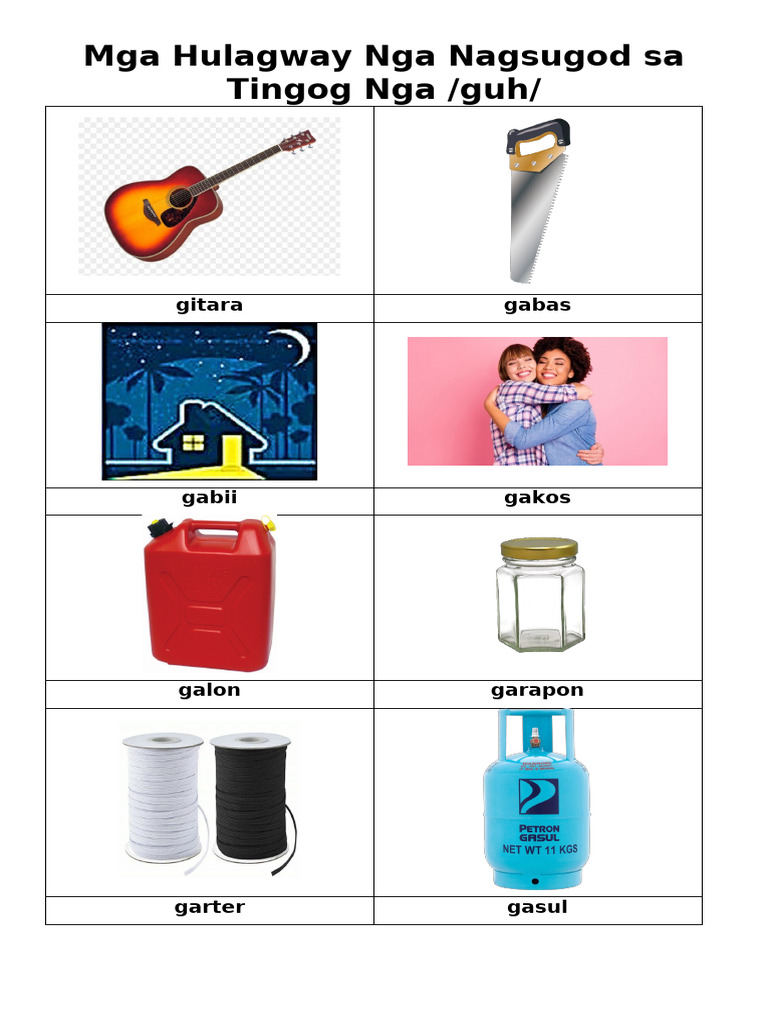 Mga Hulagway Nga Nagsugod Sa Tingog Nga /guh/: Gitara Gabas | PDF