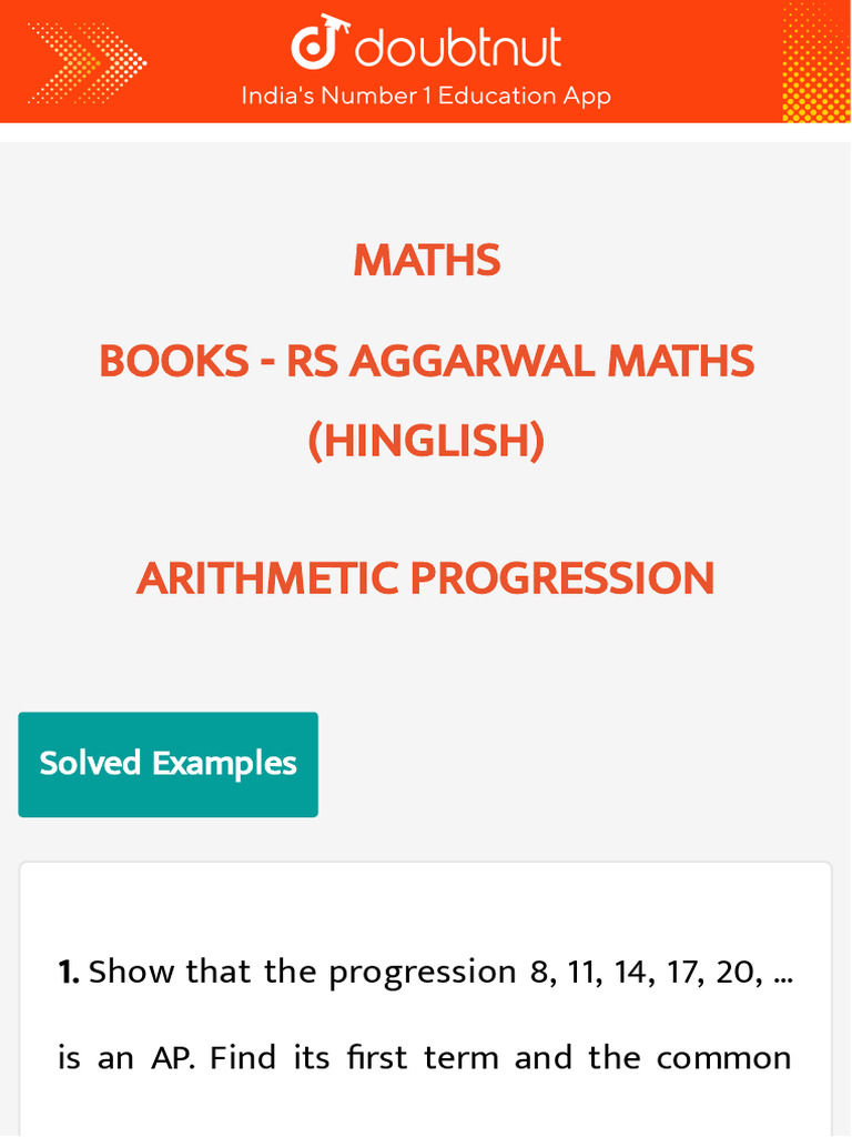 Arithmetic Progression Solved Examples | PDF | Arithmetic | Mathematical Analysis