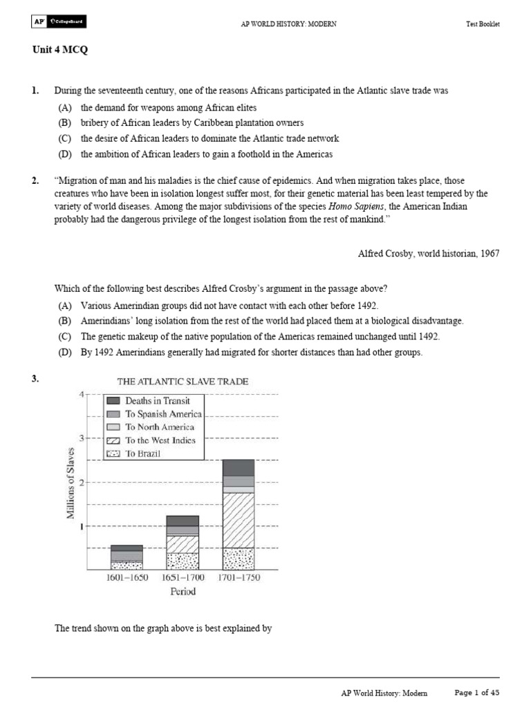 AP World History Modern Unit 4 MCQ TB PDF | PDF | Mughal Empire | Trade
