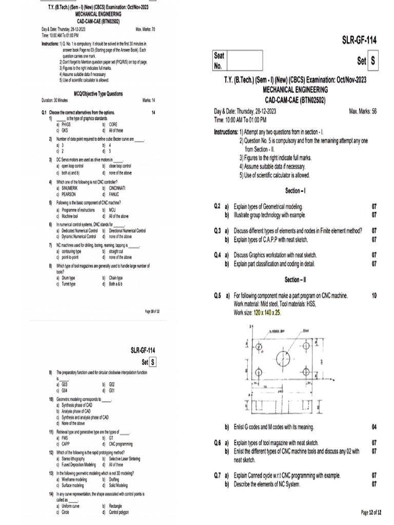 CAD-CAM Question Paper 2023 | PDF | Numerical Control | Computer Aided ...