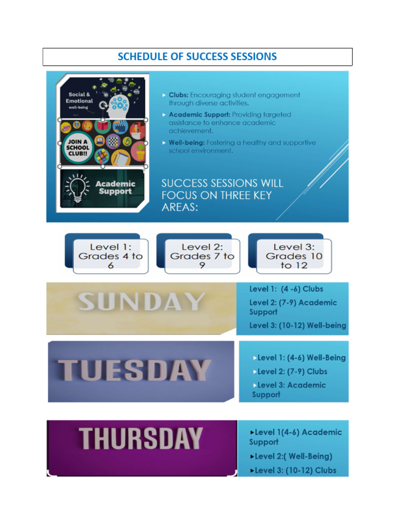 Schedule of Success Sessions | PDF