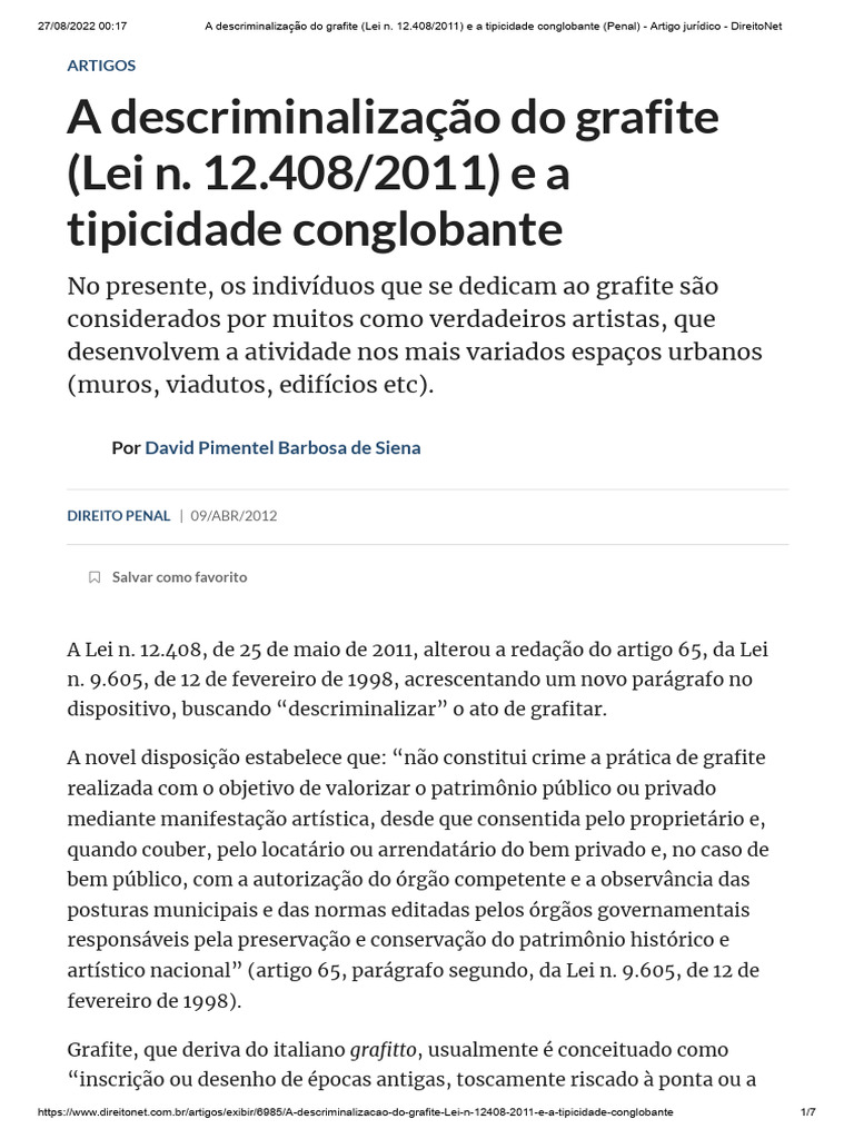 Grafite e Tipicidade Conglobante | PDF | Direito Ambiental | Crimes