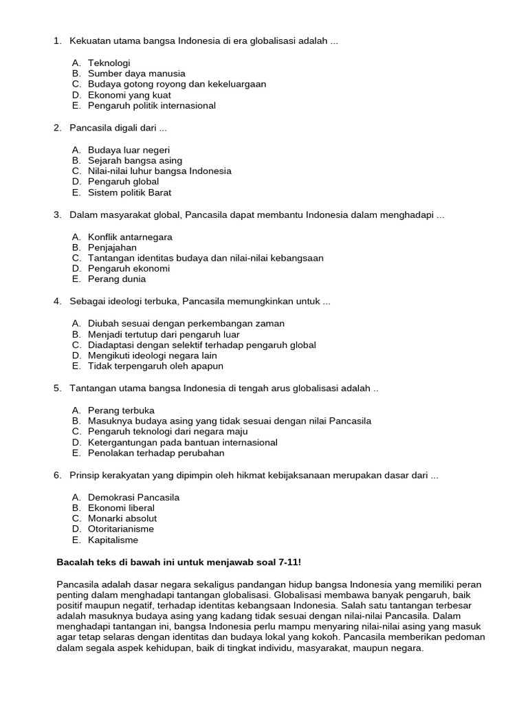 Kisi-Kisi SOAL ATS 2024-2025 PKN 12 | PDF
