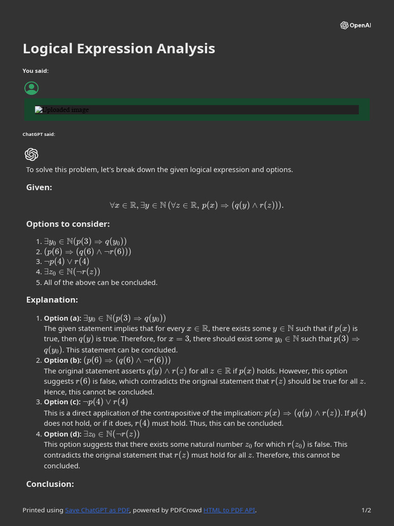 Logical Expression Analysis | PDF | Teaching Methods & Materials | Science & Mathematics