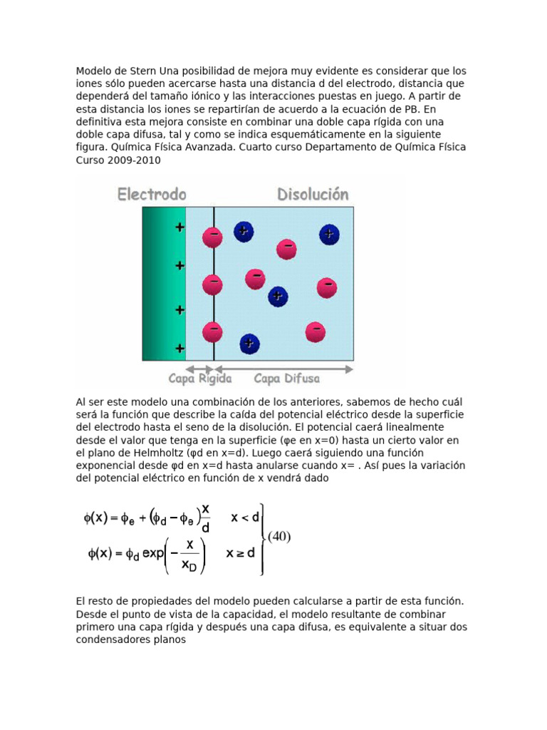 Modelo de Stern | PDF | Enlace iónico | Condensador