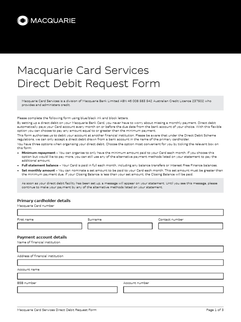 Creditcards Direct Debit Request | PDF | Debit Card | Credit Card