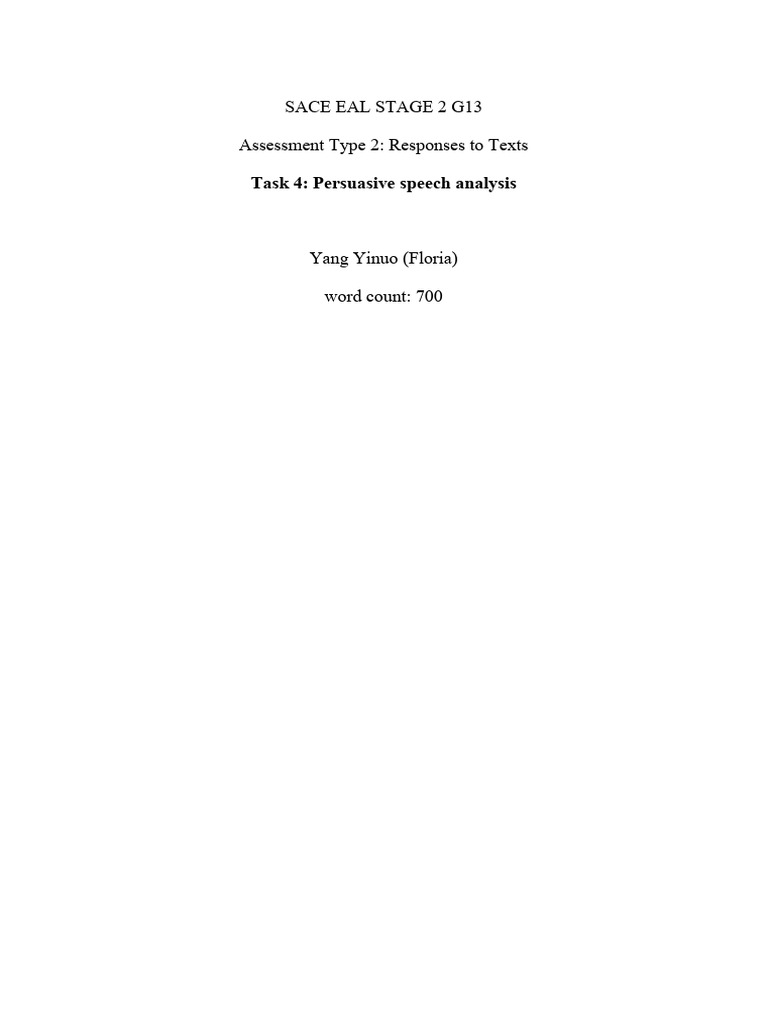 Yang Yinuo (Floria) EAL Group 13 Task 4 (1) .Wps Final Draft | PDF | Rhetoric | Gender