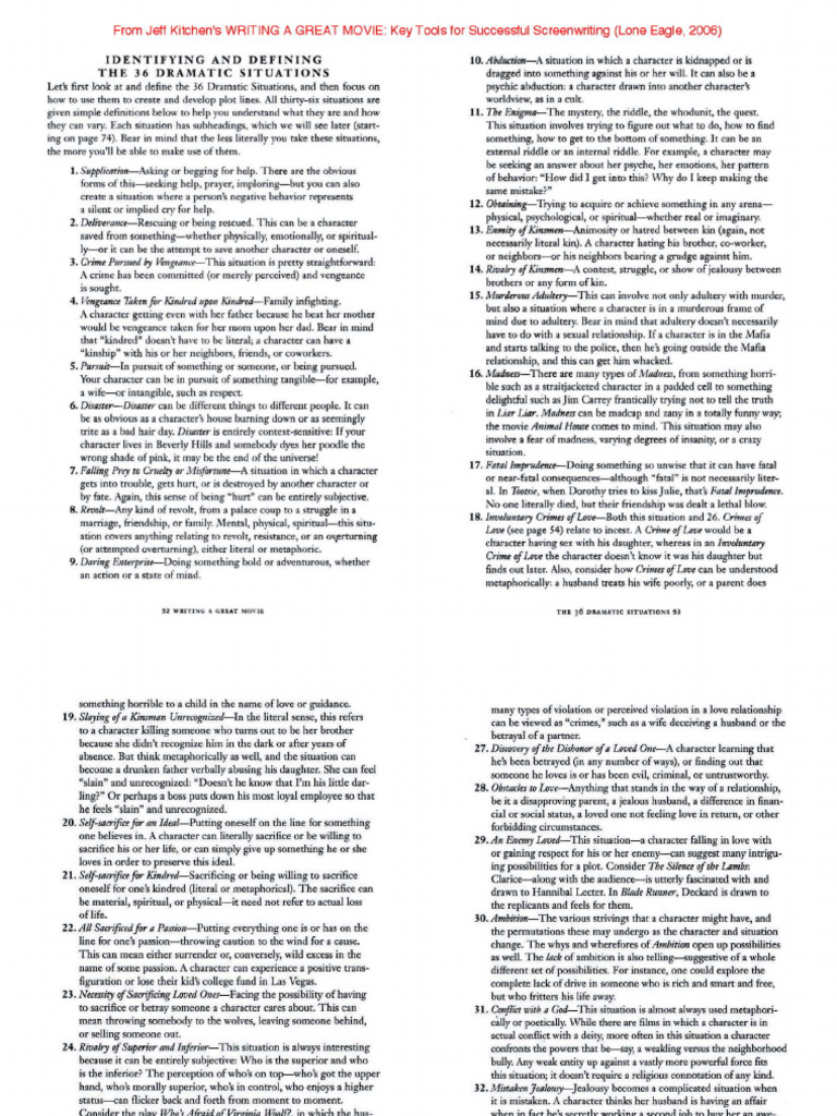 36 Dramatic Situations | PDF