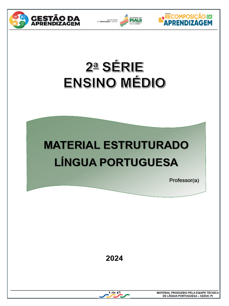 Material Formativo 3 - Professor - Língua Portuguesa - 2 Série | PDF | Estudos de Línguas ...