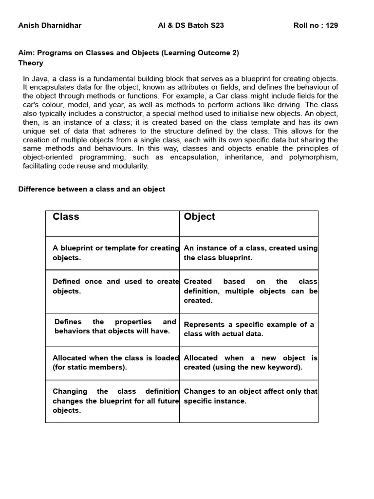 Experiment 3 Pdf Class Computer Programming Object Computer 2654