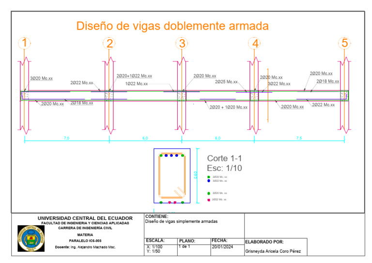 Viga Simplemente armada-PLANO1 | PDF | Ingeniería | Ciencias fisicas