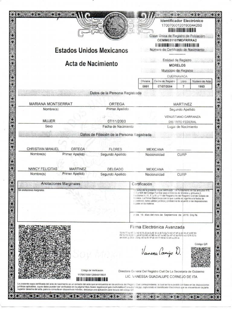 Acta de Nac Mariana | PDF