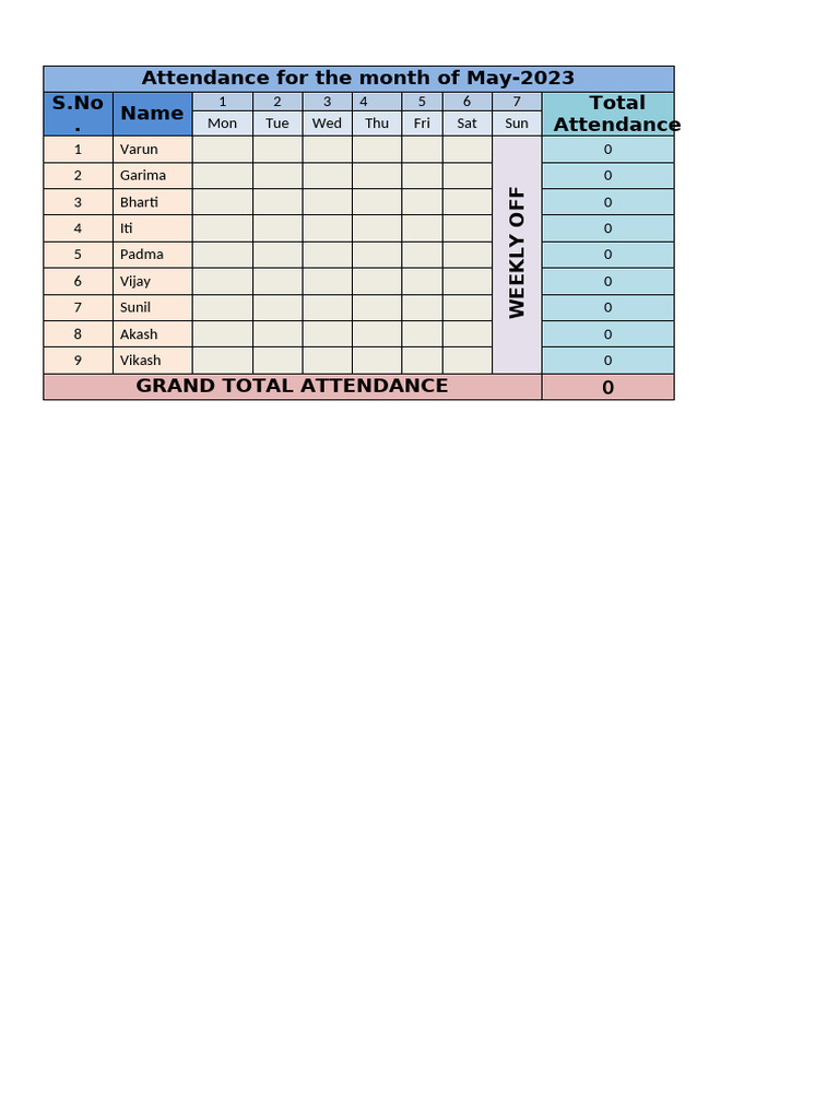 Attendance For The Month of May | PDF