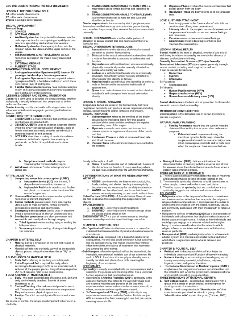 Midterm Reviewer Gec 101 | PDF | Sexually Transmitted Infection | Birth Control