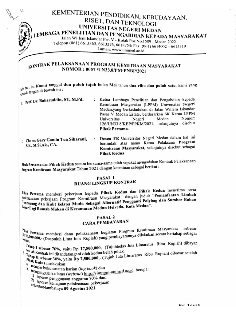 Kontrak PKM 2021 | PDF
