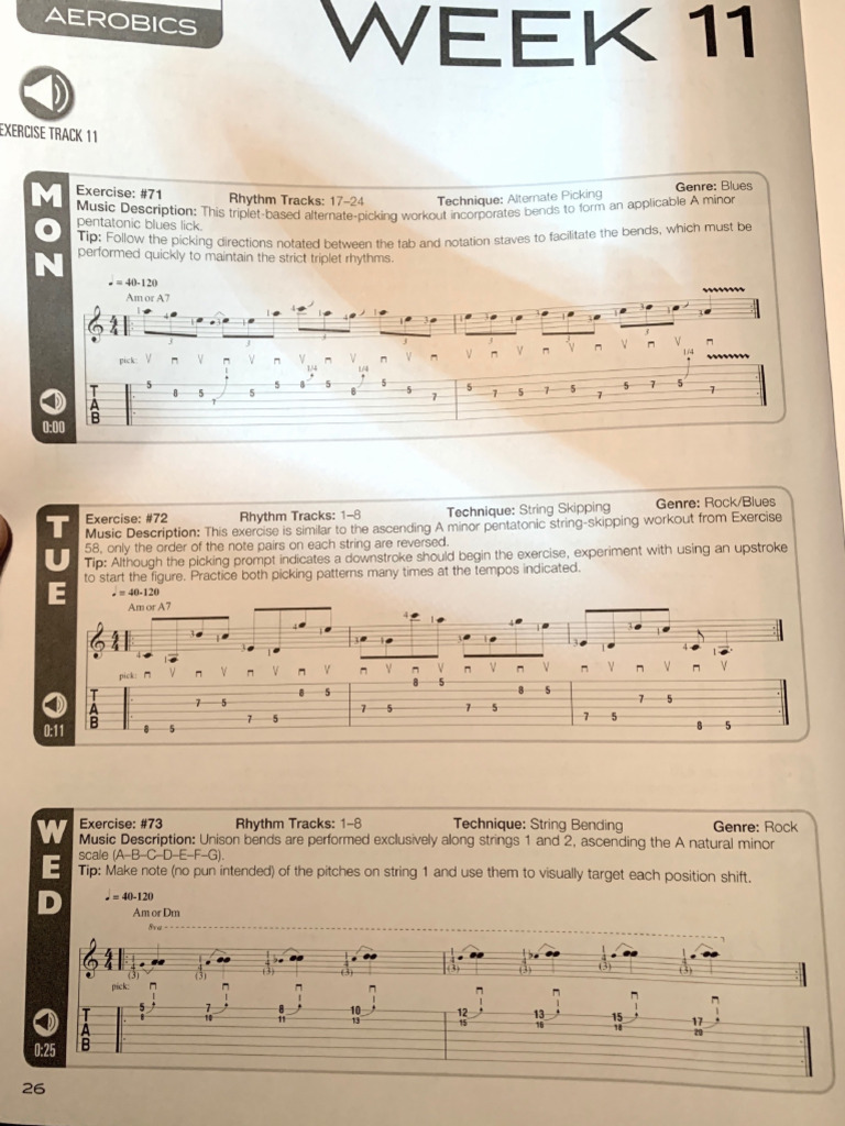 Guitar Aerobics Weeks 11-20 | PDF
