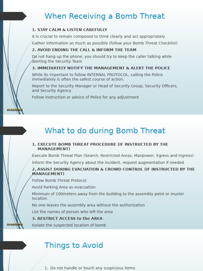 Bomb Threat Response Guidelines | PDF | Social Science | Law