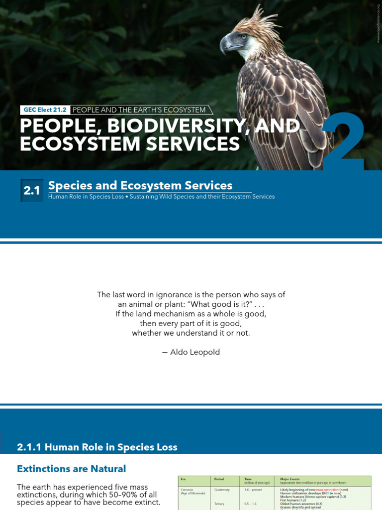 Ecosystems and Ecosystem Services | PDF | Habitat Destruction | Extinction