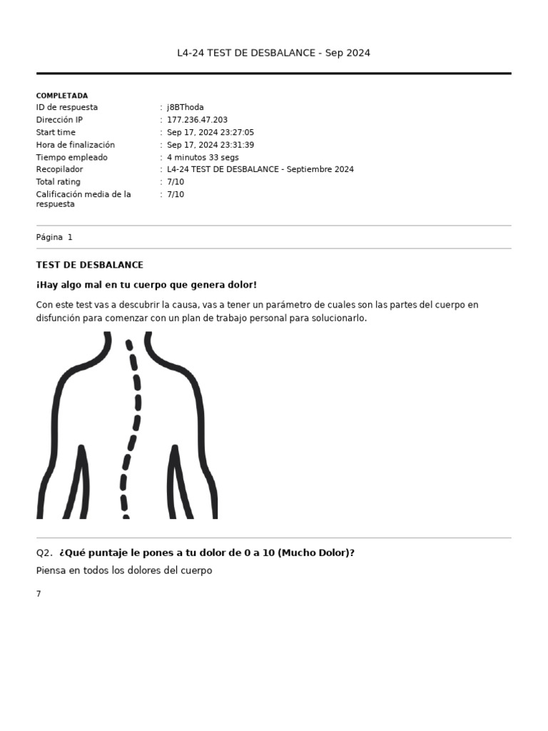Test de Desbalance Corporal 2024 | PDF