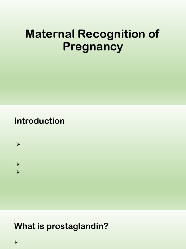 Maternal Recognition of Pregnancy - 1 | PDF