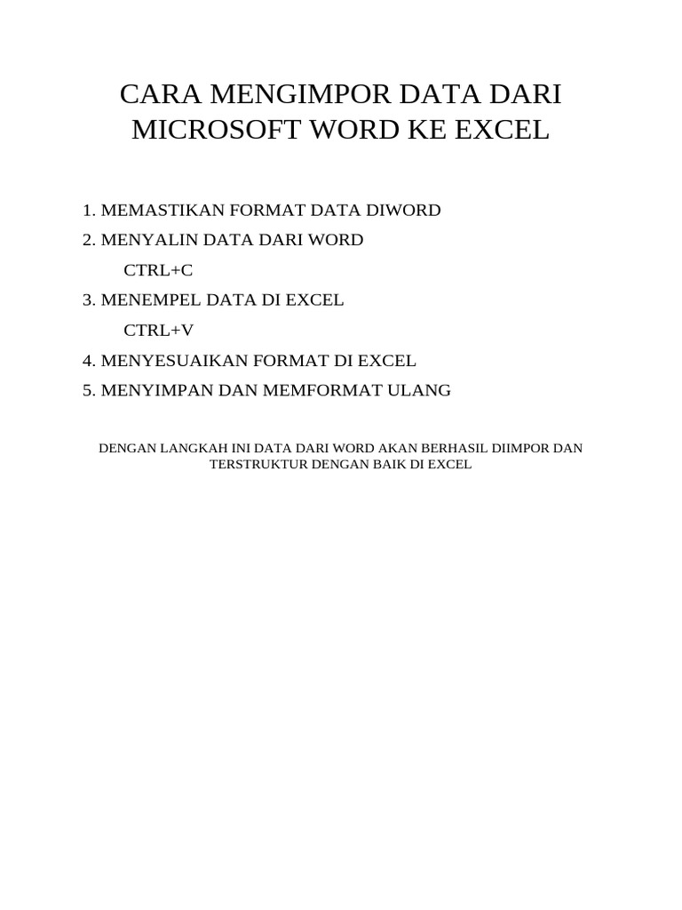 Impor Data Word ke Excel dengan Mudah | PDF