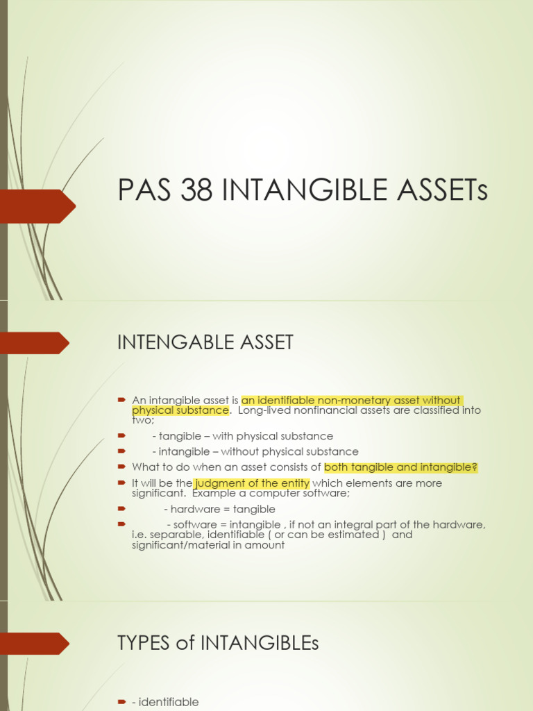 PAS 38 INTANGIBLE ASSETs PDF Version | PDF | Intangible Asset | Fair Value