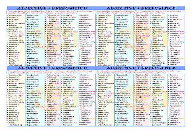 Adj Preposition | PDF