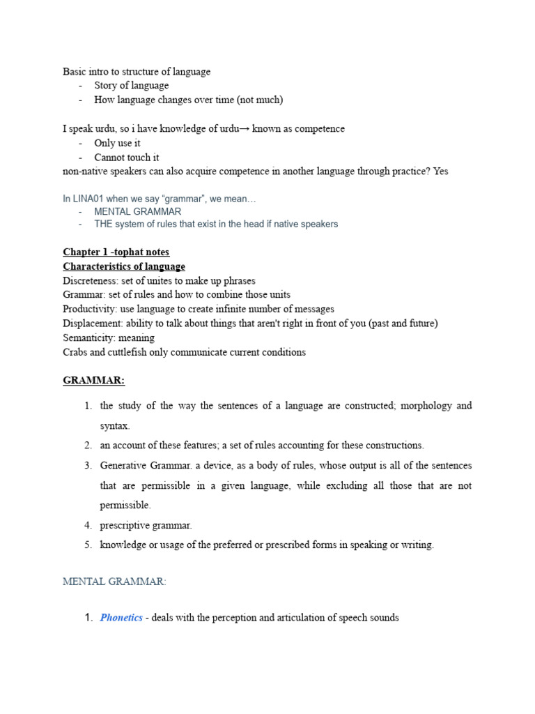 Intro To Lingustics - Lec #1 | PDF | Grammar | English Language