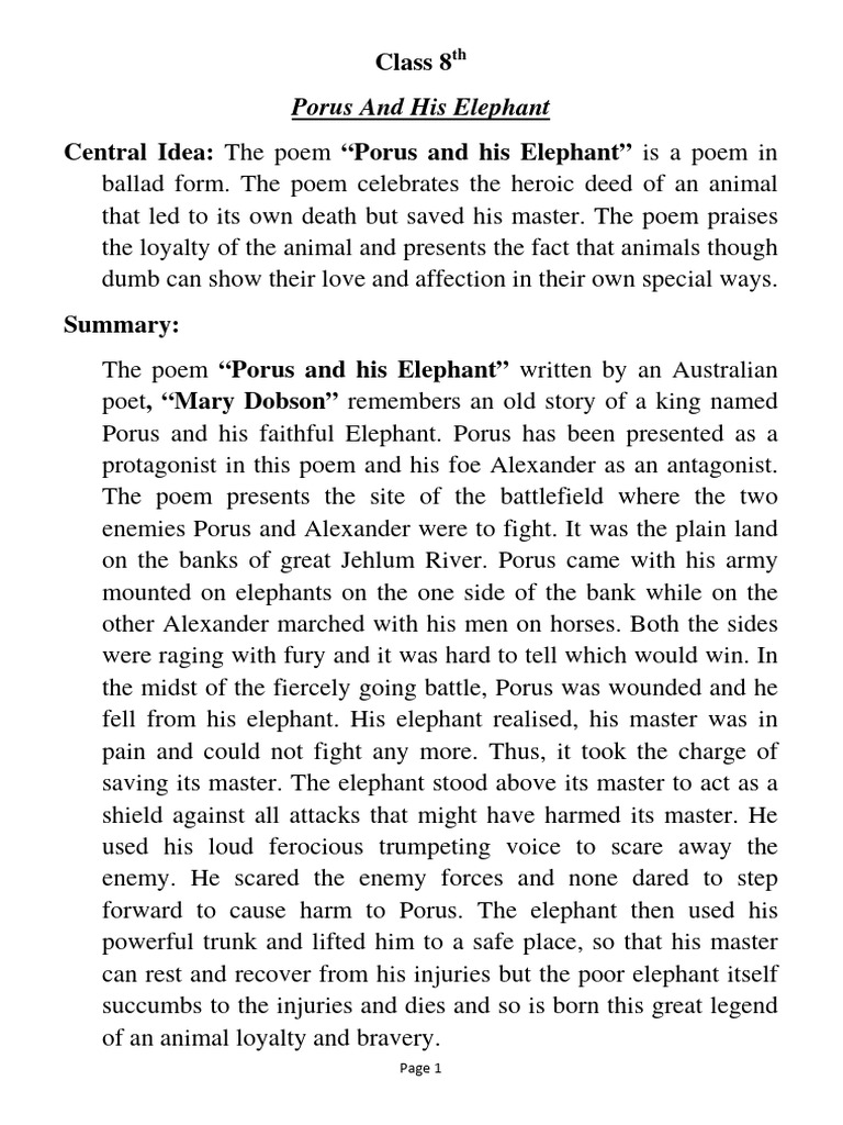 porus_and_his_elephant | PDF | Poetry