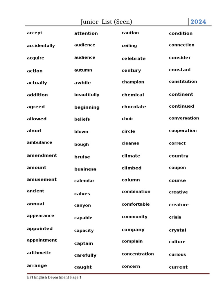 Junior-List-Seen-1-1 | PDF