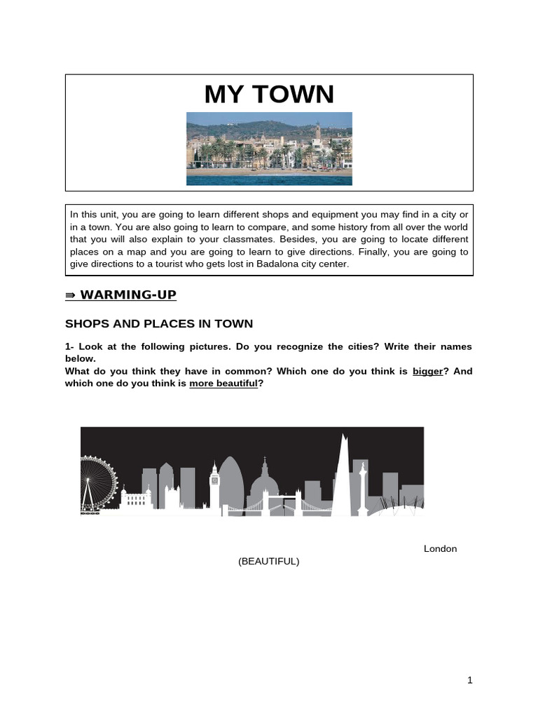 TASK UNIT 2 - MY TOWN | PDF | Transport | Land Transport