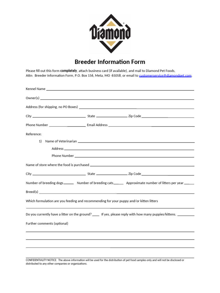 Diamond Breeder Information Form | PDF