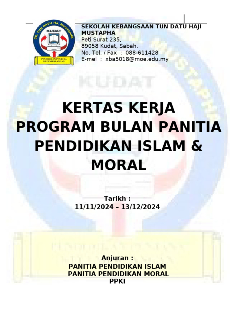 Kertas Kerja Program Pai Moral | PDF