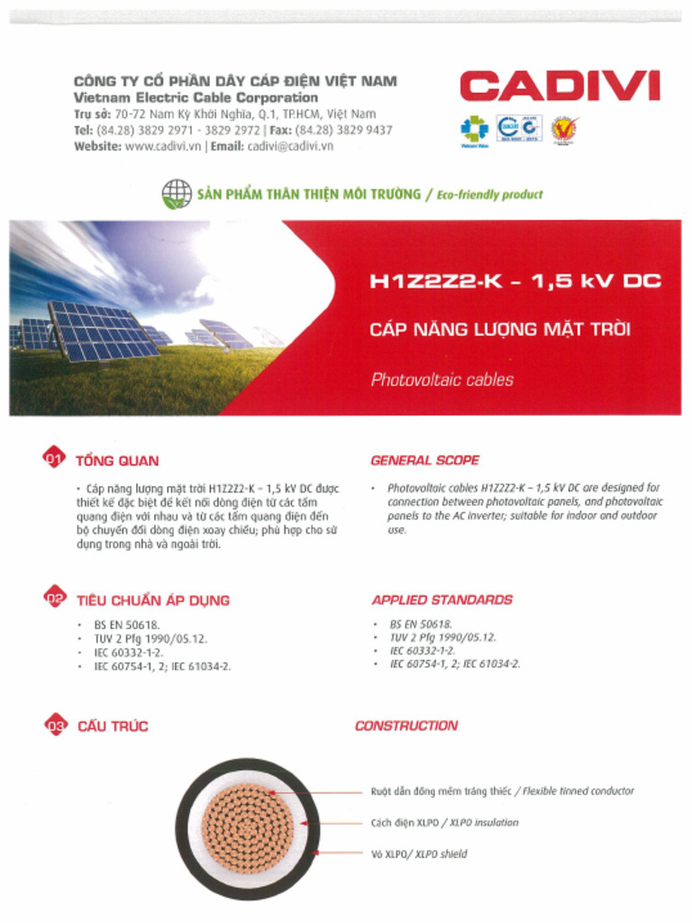 Cáp Năng Lư NG H1Z2Z2-K 1.5kV DC | PDF