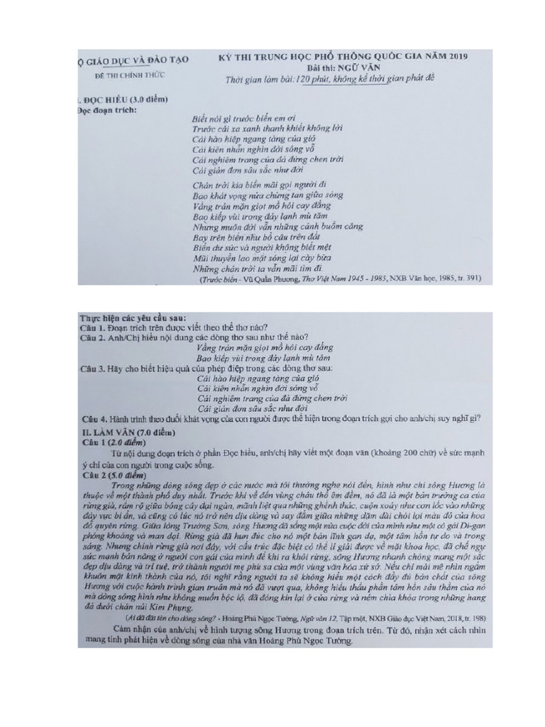 ĐỀ TN THPT 2019 - S.H THƯỢNG NGUỒN | PDF